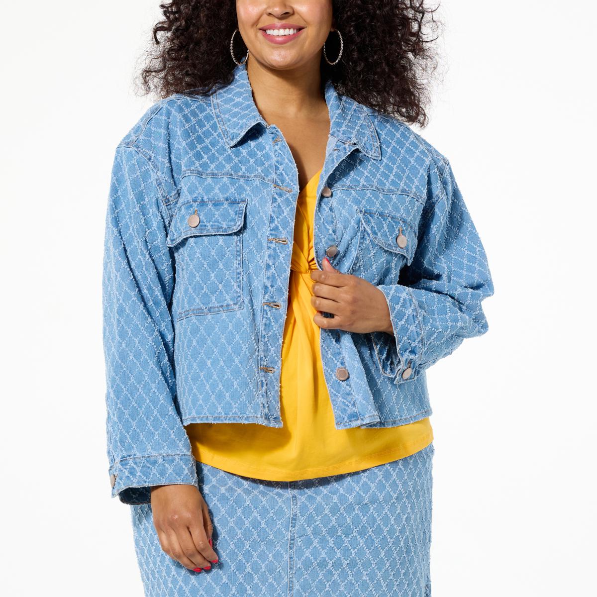 DG2 by Diane Gilman Diamond Laser Relaxed Denim Jacket - 22926507 | HSN