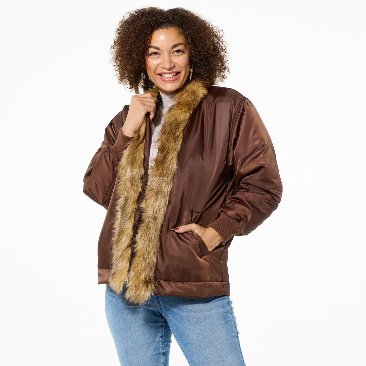 DG2 by Diane Gilman Faux Fur Trim Bomber Jacket - 23320818 | HSN