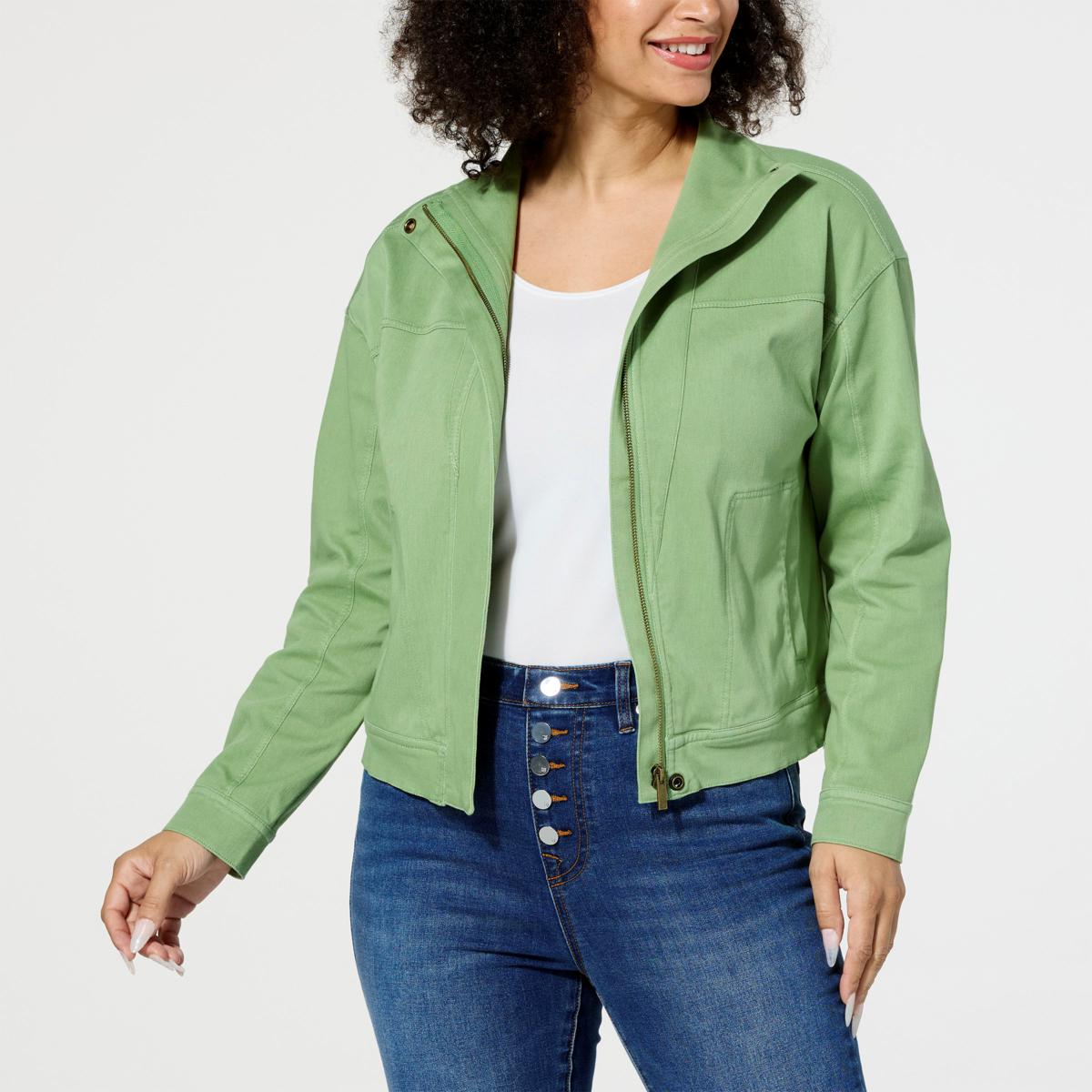 DG2 by Diane Gilman Super Stretch Knit Denim Sporty Jacket | HSN