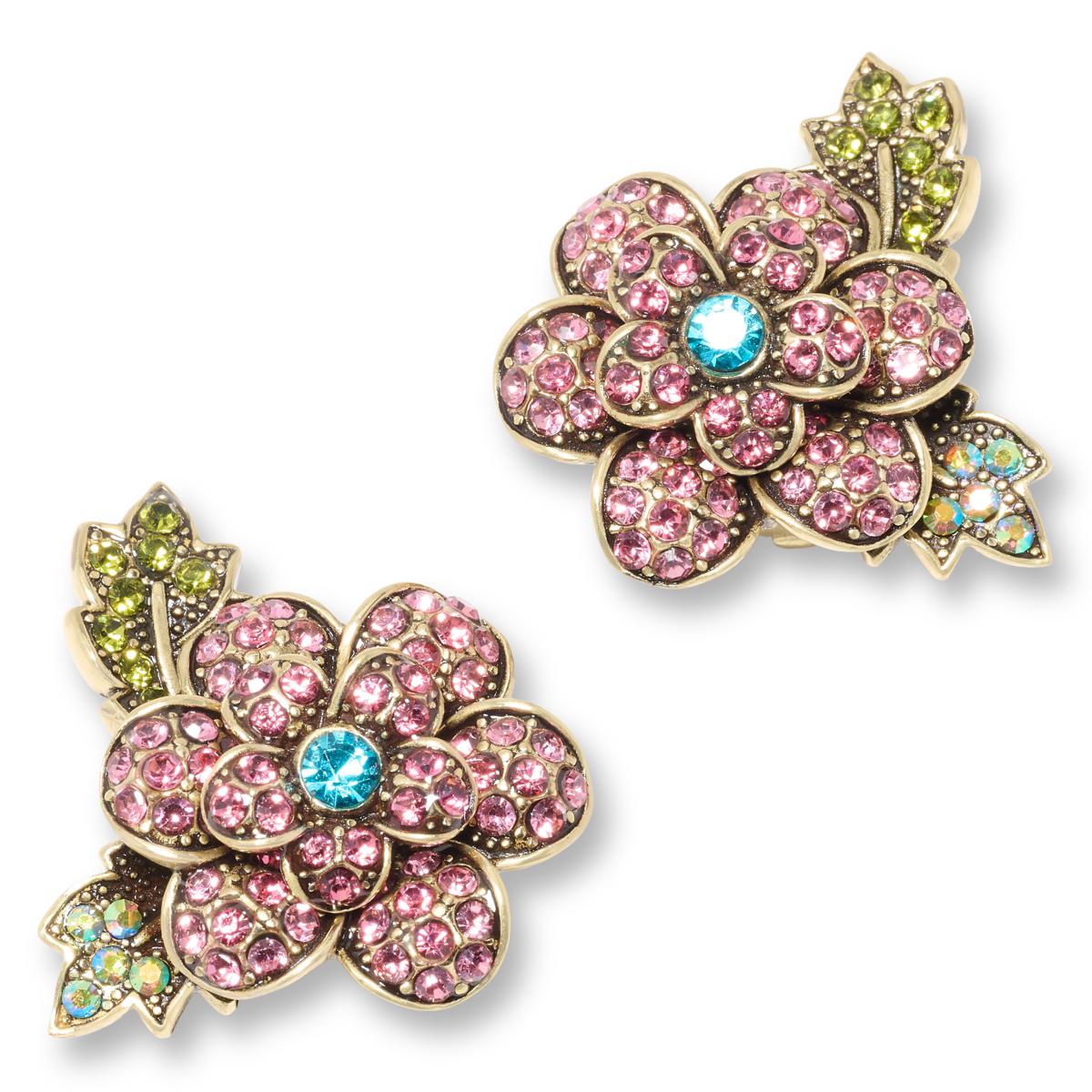 Heidi Daus Pretty Polly Crystal Parrot Beaded Button Stud Earrings | HSN