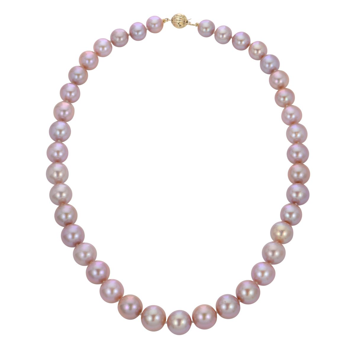 Imperial Pearls 18" 14K 9-11mm Pink Cultured Pearl Strand Necklace | HSN