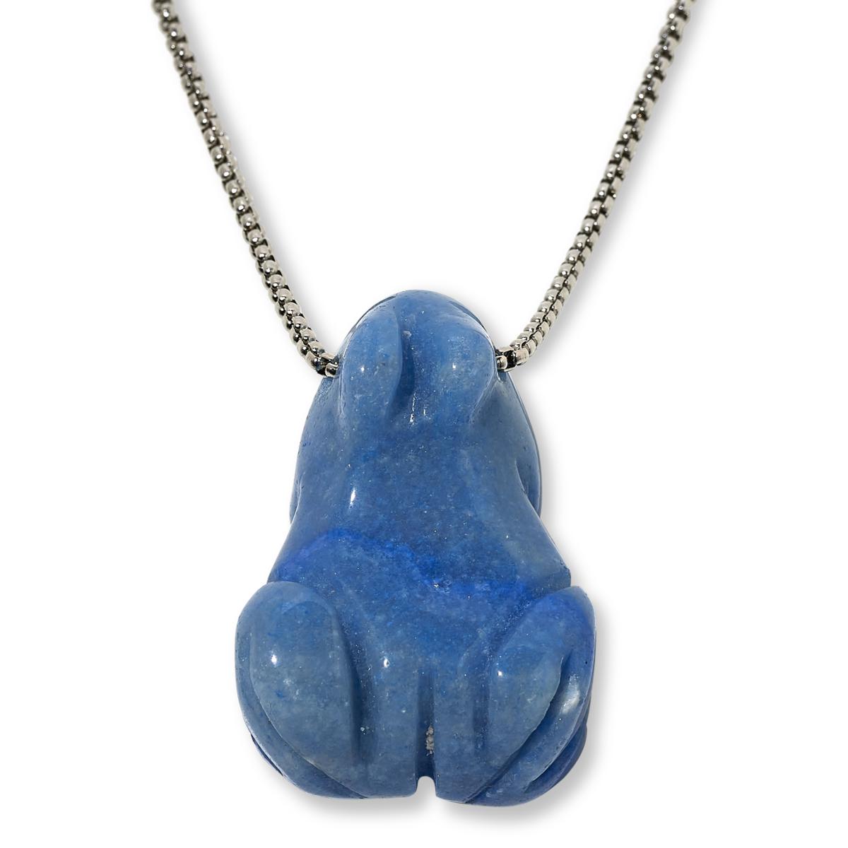 KALIFANO Carved Gemstone Frog 30" Stainless Steel Necklace - 23308420 | HSN