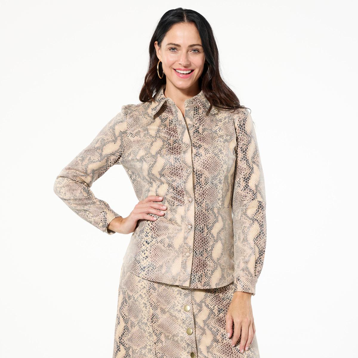 kathy ireland® Fashion 360 Jennifer Faux Leather Textured Top | HSN