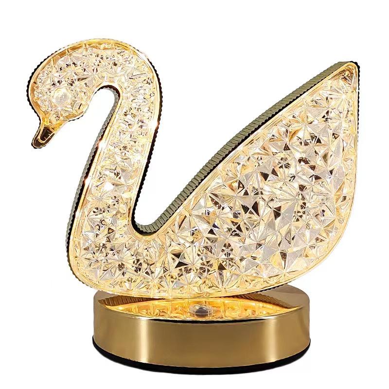 LAX Gadgets Night Light Swan LED Crystal Lamp | HSN