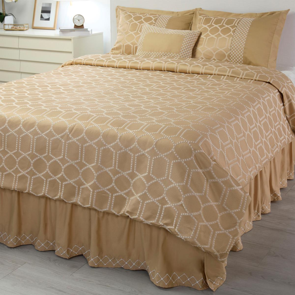 Marla Wynne 5-Piece Almond Jacquard Cal King Bedding Set | HSN