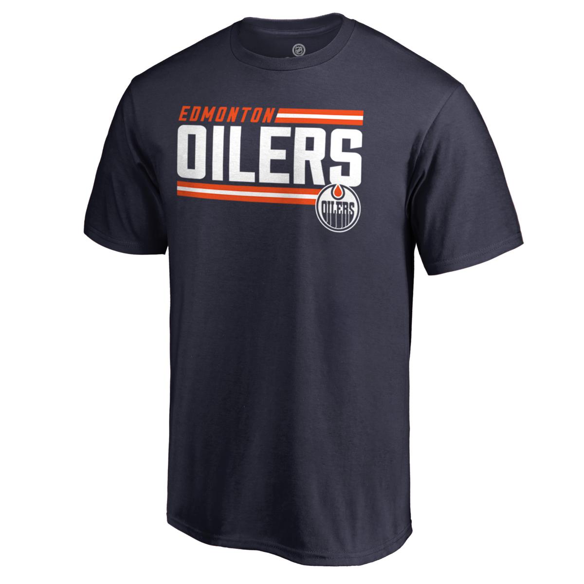 Men's Fanatics Navy Edmonton Oilers Iconic Collection On Side Stripe T ...