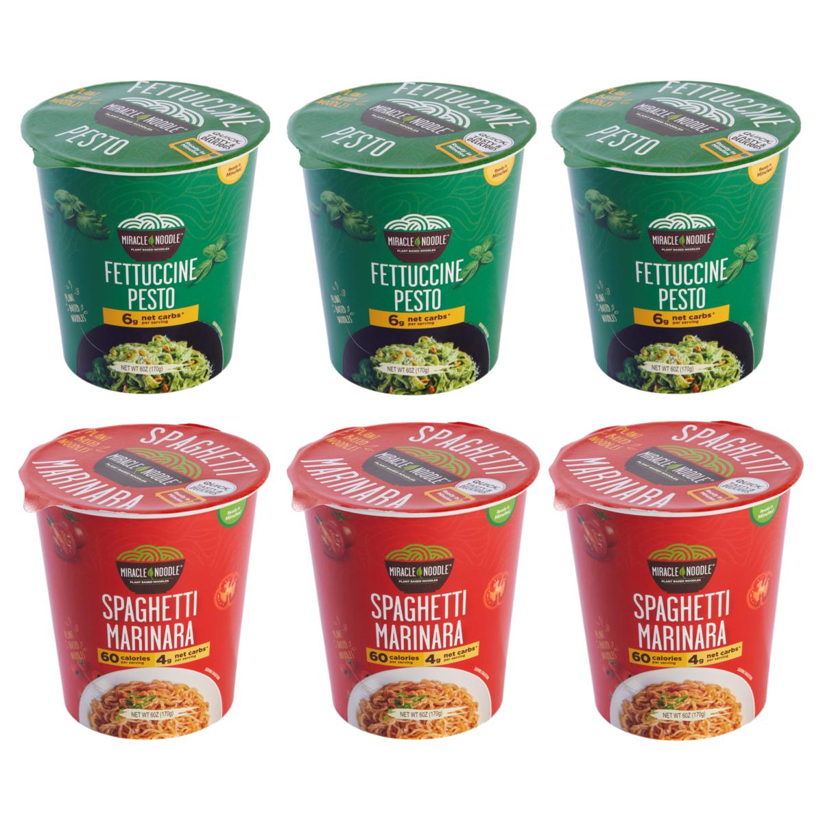 Miracle Noodle 6-pack Combo Spaghetti Pesto & Marinara Noodle Cups AS | HSN