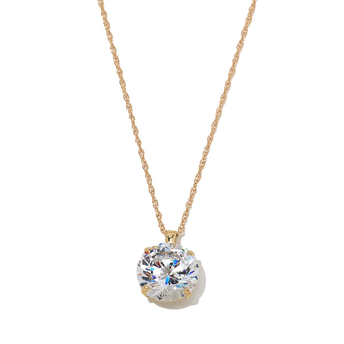 Radiance by Absolute™ 10K 8mm Round Solitaire Pendant with 18" Chain | HSN