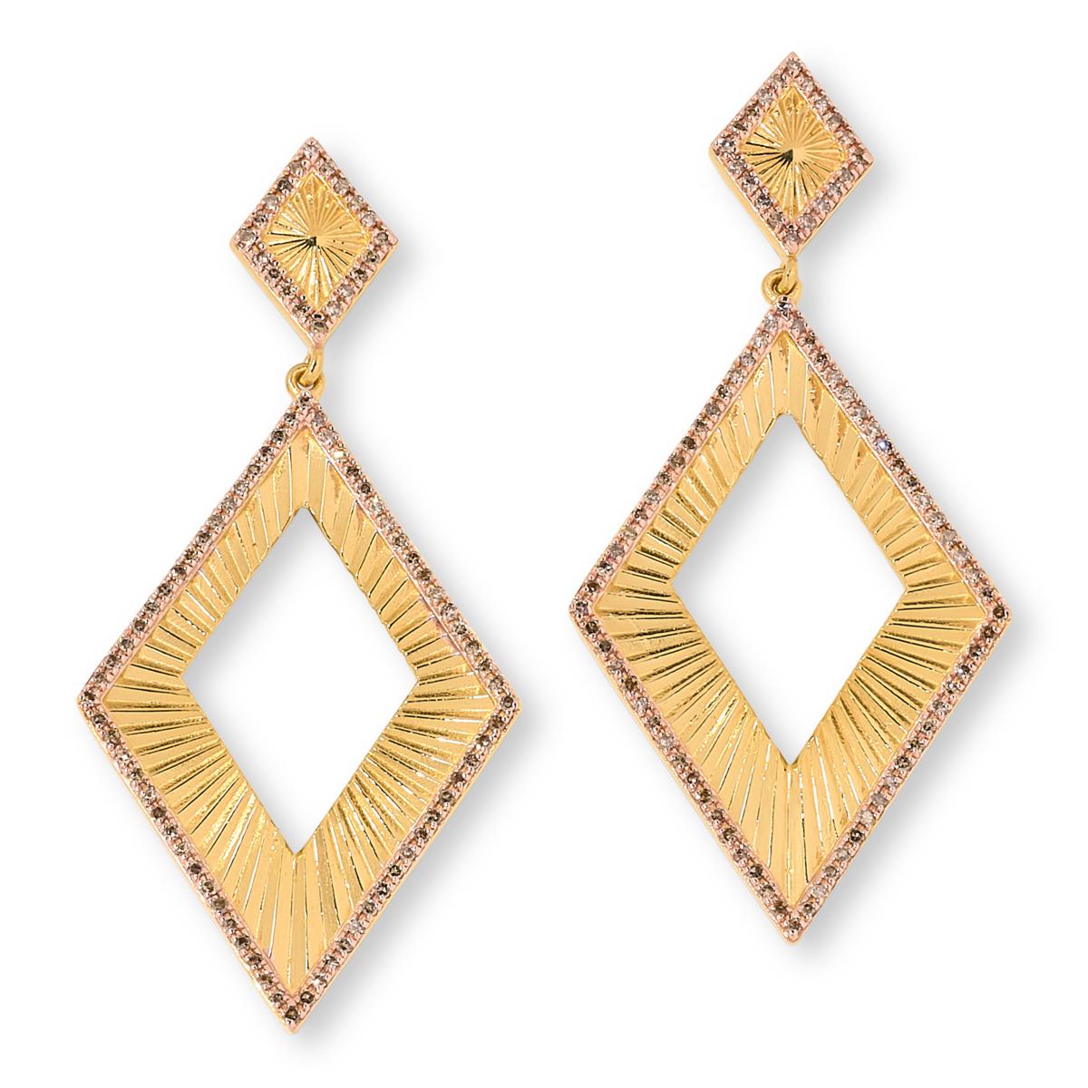Rarities 3/4ctw Diamond Fluted Diamond-Shaped Drop Earrings | HSN