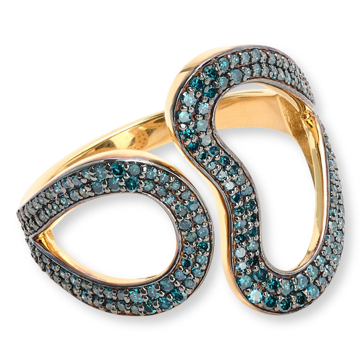 Rarities Gold-Plated Blue Diamond Open-Shank Ring | HSN