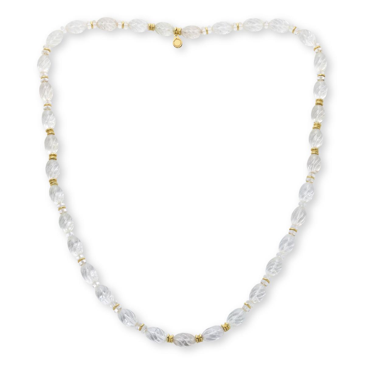 Rarities Gold-Plated Carved Rock Crystal Quartz Bead 30" Necklace | HSN