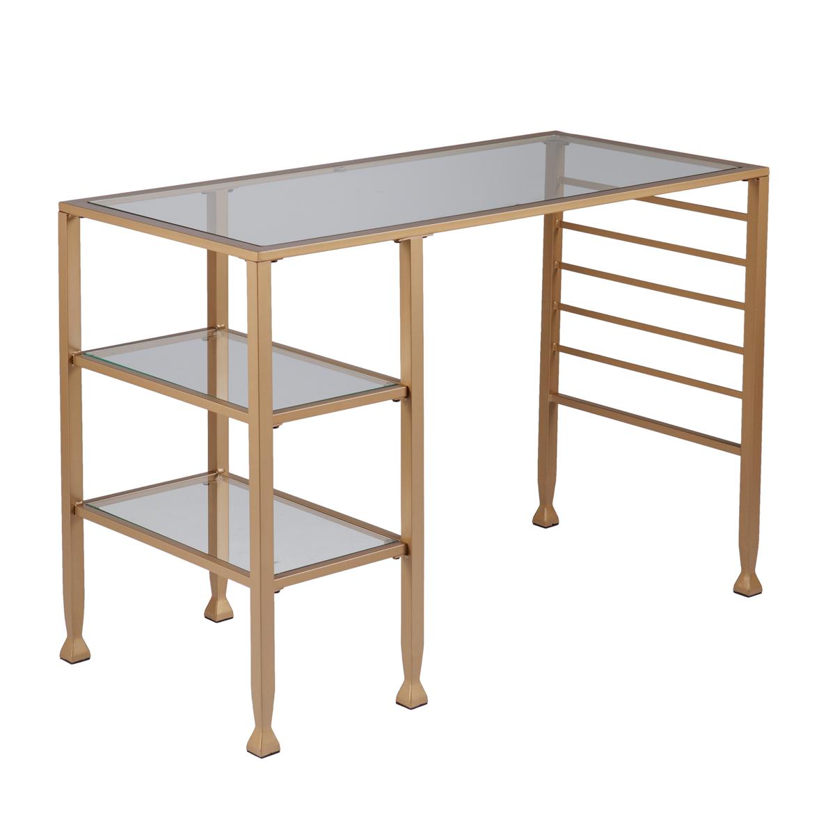 Gold metal and glass desk store