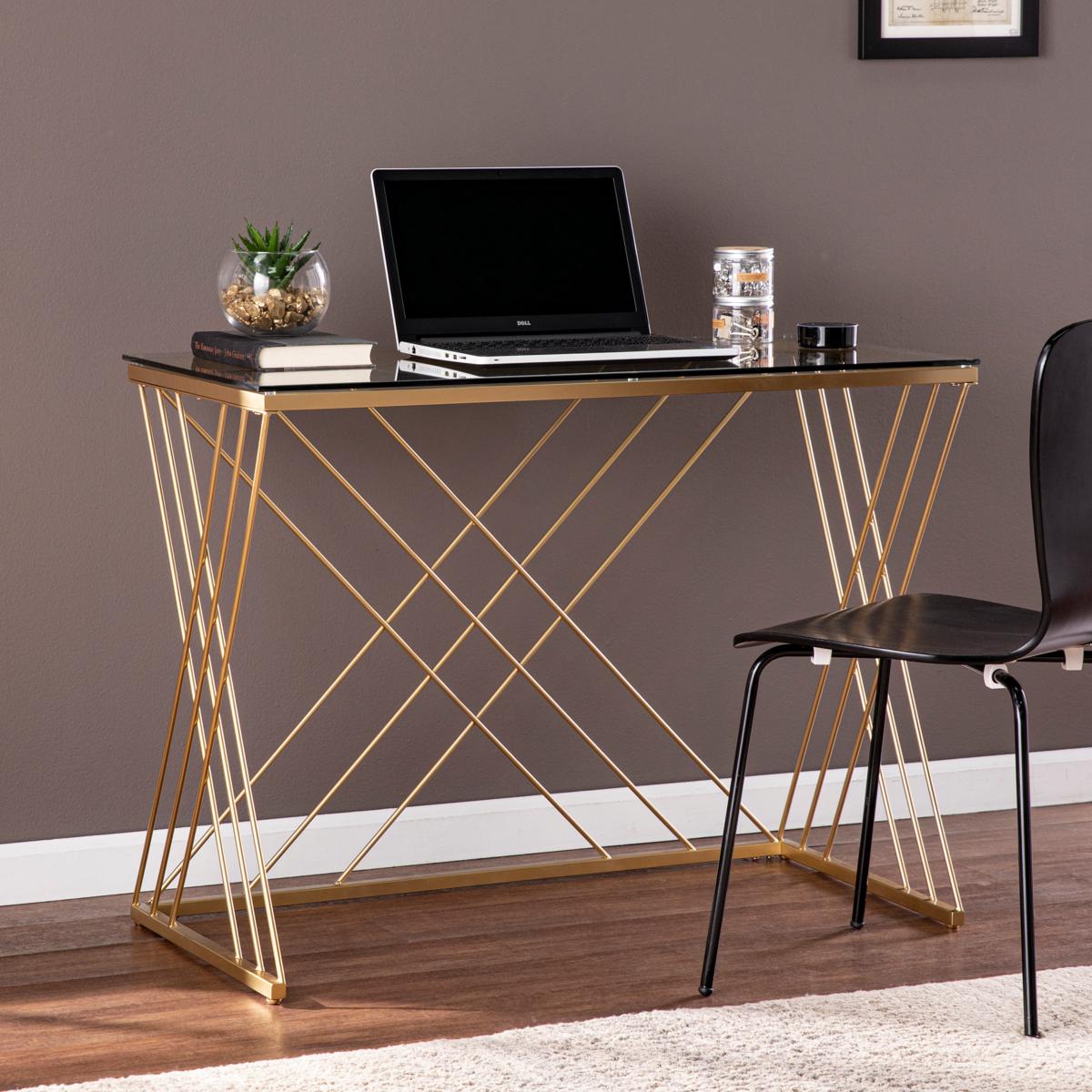 Southern Enterprises Tara Modern Glass Top Desk - 20769163 | HSN