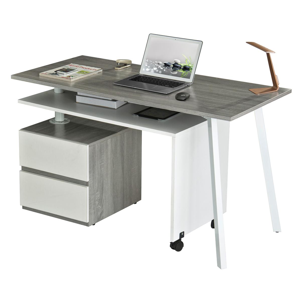 Techni Mobili Rotating Multi Positional Modern Desk Grey