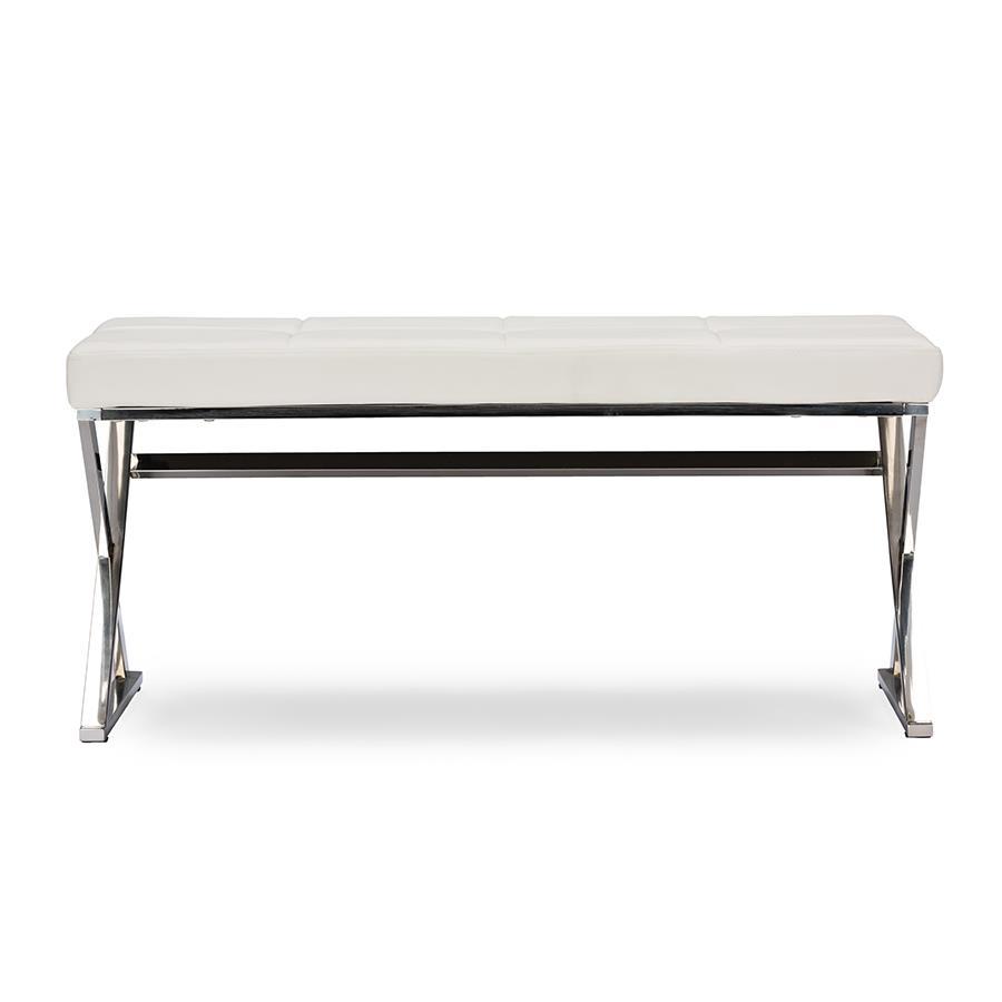 Wholesale Interiors Herald Stainless Steel and Faux Leather Bench ...