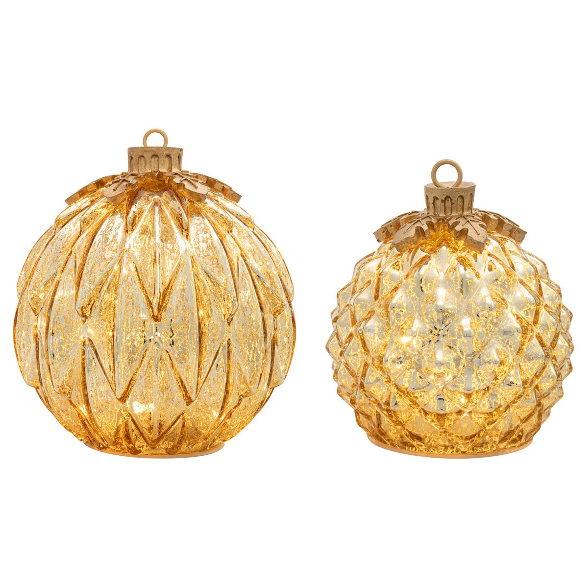 Winter Lane Twinkling Glass Ornaments 2-piece Set - 23539021 | HSN