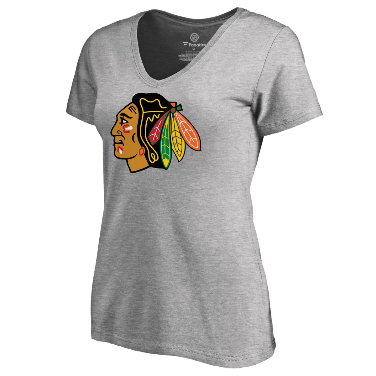 Women's Fanatics Branded Ash Chicago Blackhawks Primary Logo T-Shirt ...