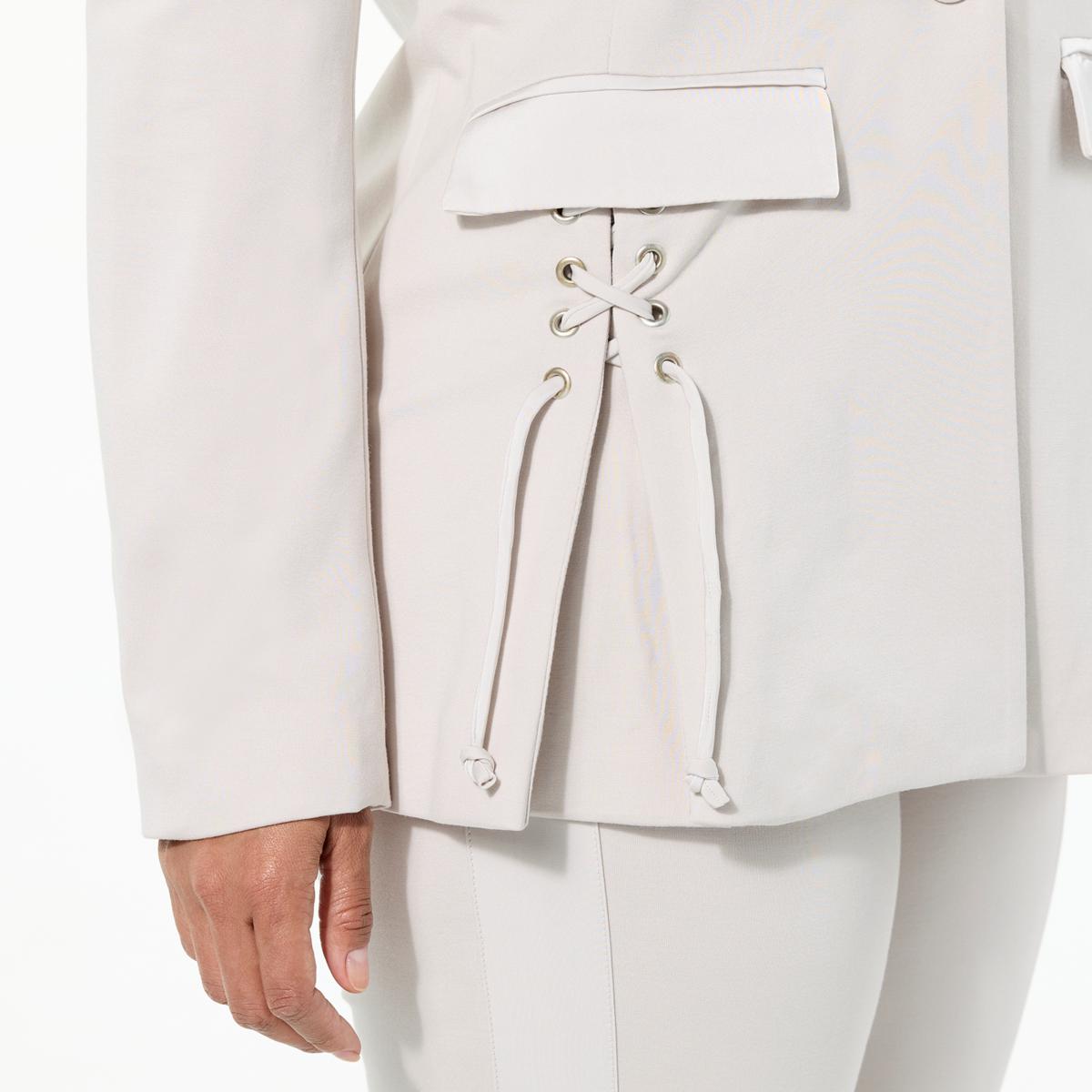 WynneCollection Lace-Up Detail Knit Tuxedo Blazer - 23304845 WynneCollection Lace-Up Detail Knit Tuxedo Blazer - 23304845