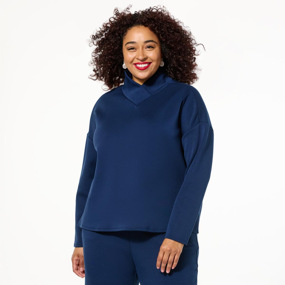 WynneLayers Smooth Operator Boxy Knit Mock-Neck Tee | HSN
